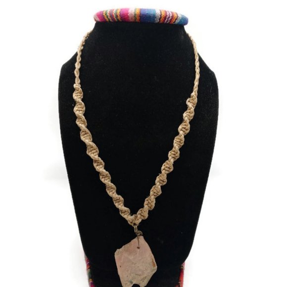 Jewelry | Peruvian Necklace Woven In Macrame Thread And Natural Stone ...